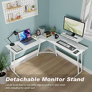 PayLessHere L Shaped Desk Corner Gaming Desk Computer Desk with Large Desktop Studying and Working and Gaming for Home and Work Place,White
