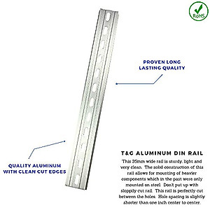ICI T&G 2 Pieces DIN Rail Slotted Aluminum RoHS 12" Inches Long 35mm Wide 7.5mm High