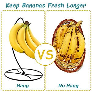 1-Pack Banana Holder Stand, Sturdy Banana Hanger Hook for Kitchen Countertop, Metal Modern Banana Stand Banana Rack, Keep Fresh for 15LB Banana or Grape,Stable Base