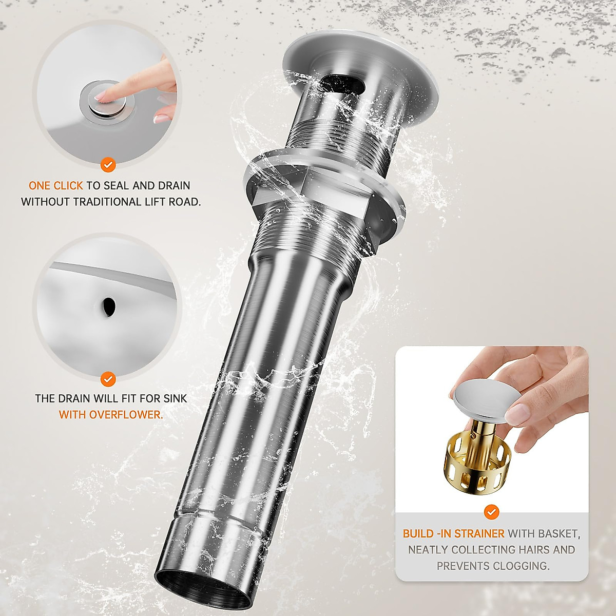 Phiestina Waterfall Bathroom Sink Faucet, Brushed Nickel 4 Inch 2 or 3 Hole Centerset RV Bathroom Faucet, with Swivel 360 Degree Spout, Metal Pop-Up Drain and Water Supply Lines, BF040B-1-BN