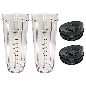 Blendin 32 Ounce Cup with Sip N Seal Lids - Replacement Jar Compaible with Nutri Ninja Auto-iQ 1000W and Duo Blenders - Premium Blender Cups Replacement (2 Pack)