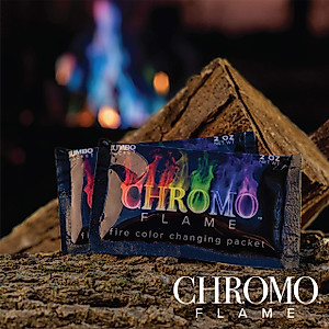 CHROMO FLAME Fire Color Changing Packets for Fire Pit, Campfire, Bonfire, Outdoor Fireplace | Mystic, Rainbow, Magic, Colorful Flames | 4 oz Total, 2-2 oz Jumbo Packets