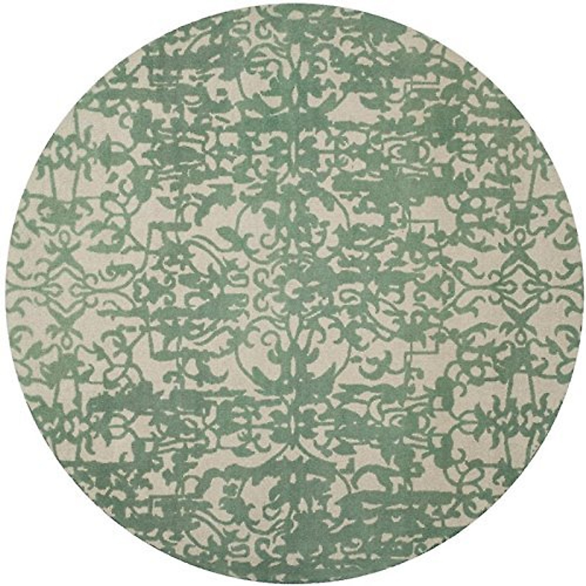 SAFAVIEH Restoration Vintage Collection Area Rug - 8' x 10', Grey & Turquoise, Handmade Distressed Wool, Ideal for High Traffic Areas in Living Room, Bedroom (RVT101C)