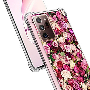 CasesOnDeck Bumper Case Compatible with [Samsung Galaxy Note 20 Ultra / Note20 Ultra Case] Slim Fitted Clear TPU Bumper Shock Case (Pink Roses)