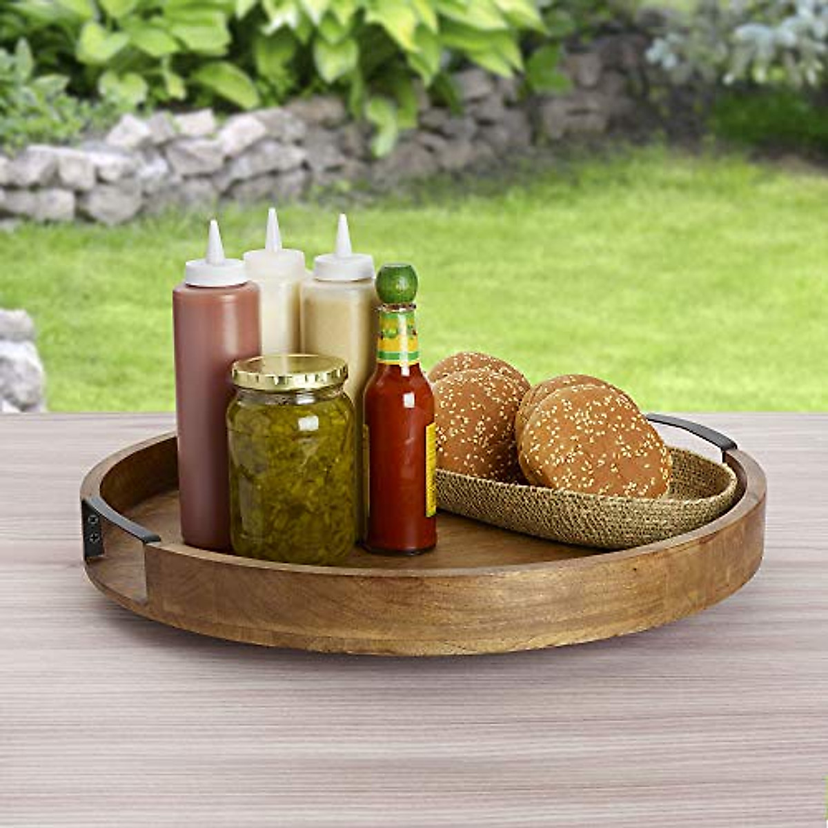 Gourmet Basics by Mikasa Lazy Susan Serving Tray, 18-Inch, Mango Round