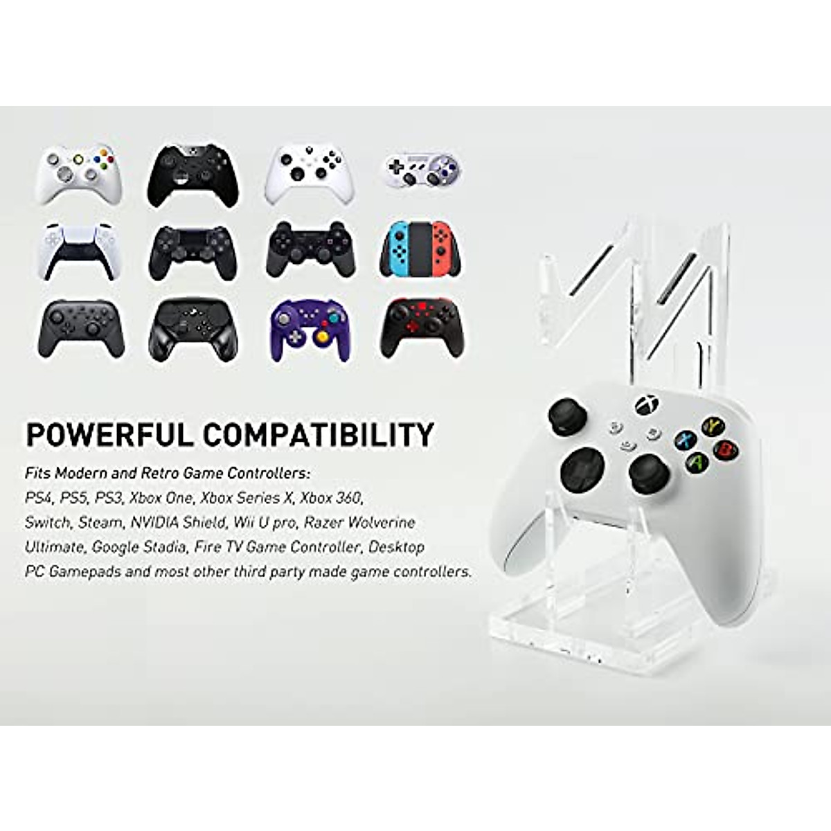 OAPRIRE Dual Controller Holder Gaming Accessories, Suitable for Almost All Controllers, Controller Stand for Xbox ONE PS4 PS5 STEAM PC (Crystal Clear)