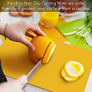 Cut N' Funnel Citrus Berry Non-Slip Flexible Plastic Cutting Board Mats 3 Pack of Assorted Sizes & Colors Made in the USA BPA Free Dishwasher Safe