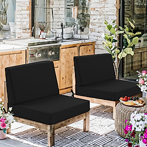 Outdoor Cushions for Patio Furniture 26.5x26.5, Outdoor Seat Cushion & Inclined Back Cushion with Ties, Waterproof Replacement Deep Seat Couch Sofa Chair Cushion for Backyard Garden Deck, Black