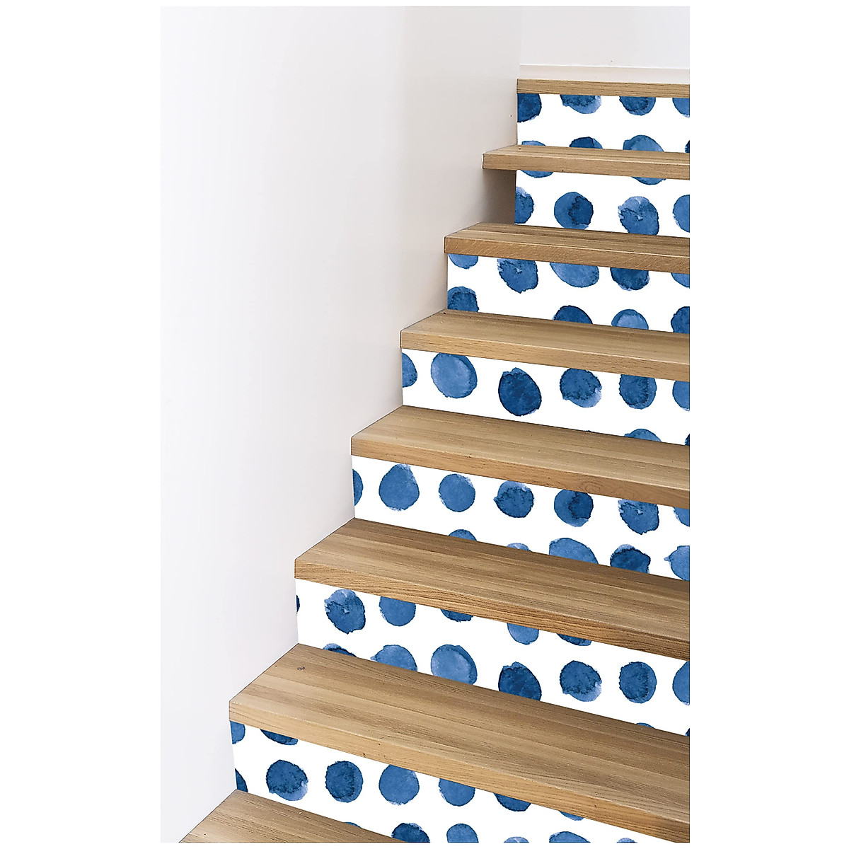 HAOKHOME Boho Peel and Stick Wallpaper Watercolor Brush Strokes Dots Removable Indigo Blue/White Vinyl Self Adhesive Contactpaper 17.7in x 9.8ft