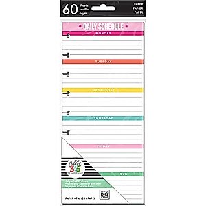 The Happy Planner Daily Planning Half Sheets - 60 Pre-Punched Double-Sided Pages - Daily Schedule & Checklist Layouts - Organize, Prioritize, Make Lists, Take Notes - Classic Size