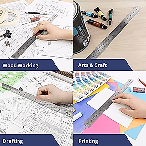Pacific Arc Stainless Steel Ruler with 8th, 16th,32nd, and 64th Inch Graduations, 36 Inches