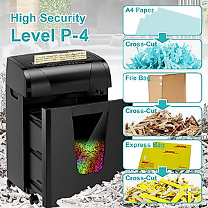 Woolsche Paper Shredder, 18-Sheet Cross Cut with 5.28-Gallon Pull Out Bin, P-4 Security Level, Shred Paper and Credit Card and CD, Durable&Fast with Auto Jam Proof System Shredder for Office