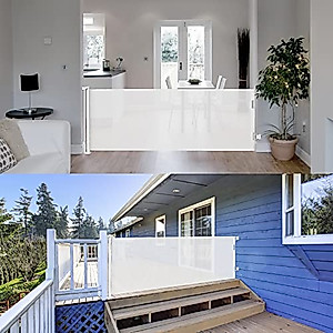 110 Inch Extra Wide Baby Gate for Large Openings Retractable Baby Gates Indoor Outdoor Extra Long Baby Gate for Doorway Stair Gates for Kids or Pets Extra Large Dog Gate for Stairs (35"Tallx110"Wide)