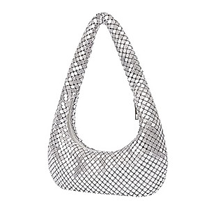 Silver Evening Bag Women Unique Handbags Cool Purses Small Shoulder Purse Silver Metallic Purse Designer Evening Bag(Silver)