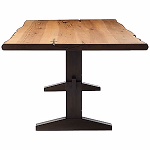 Coaster Home Furnishings Bexley Burnham Live Edge Dining Table with Trestle Base Natural Honey and Smokey Black