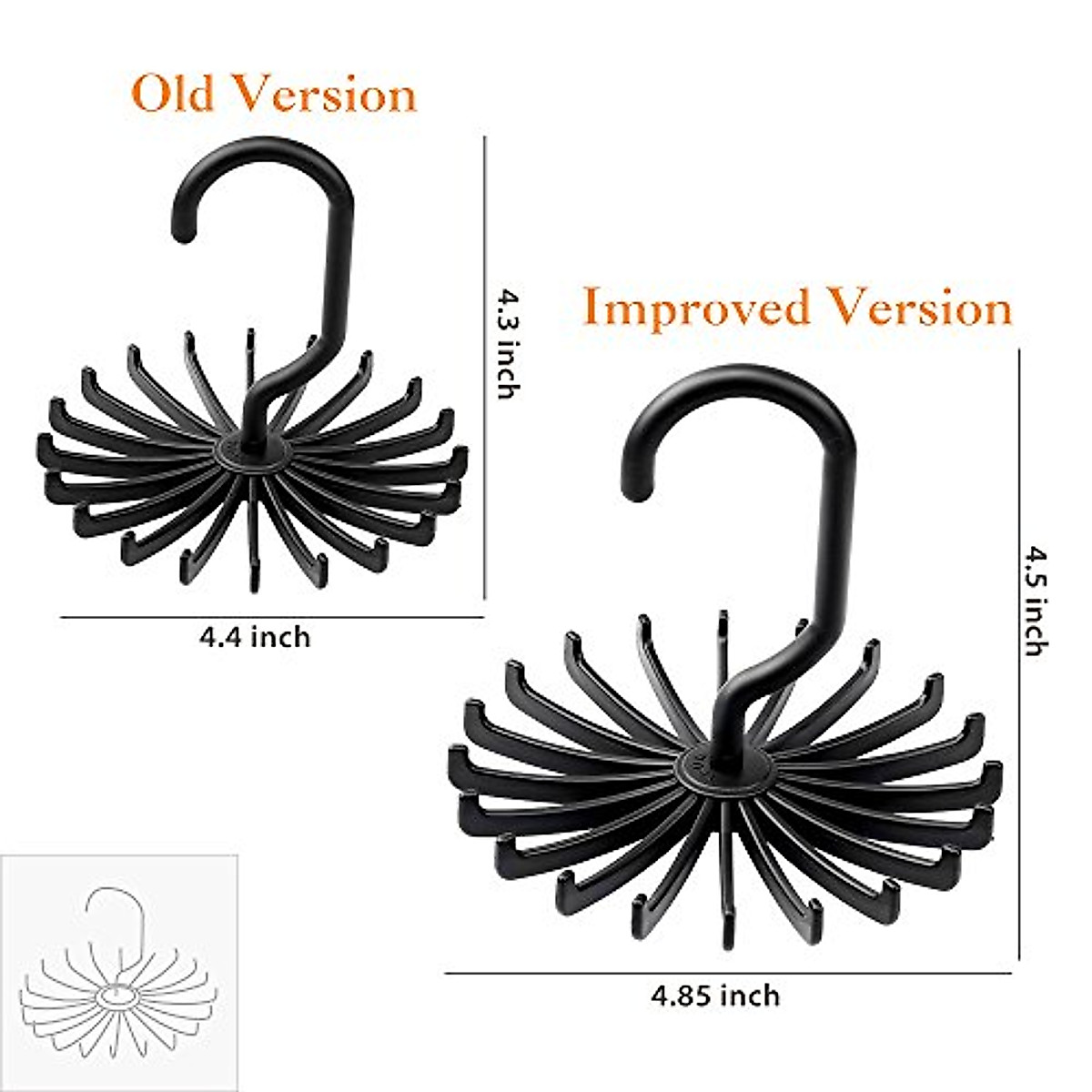 IPOW 2 Pack Updated Twirl Tie Rack Belt Hanger Holder Hook for Closet Organizer Storage