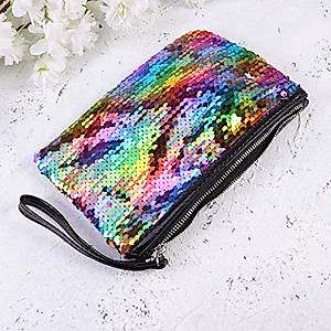 FENICAL Clutch Purse Sequin Wristlet Bag Flippy Handbag Small Evening Phone Purse for Women Girls Ladies (Colorful)