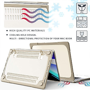 Mektron for MacBook Air 13 inch Case 2022 2021 2020 2019 2018 Release M1 A2337 A1932 A2179 [Heavy Duty Series] Hard Plastic & TPU Shell Protective Cover Matte Kickstand Case (Khaki)