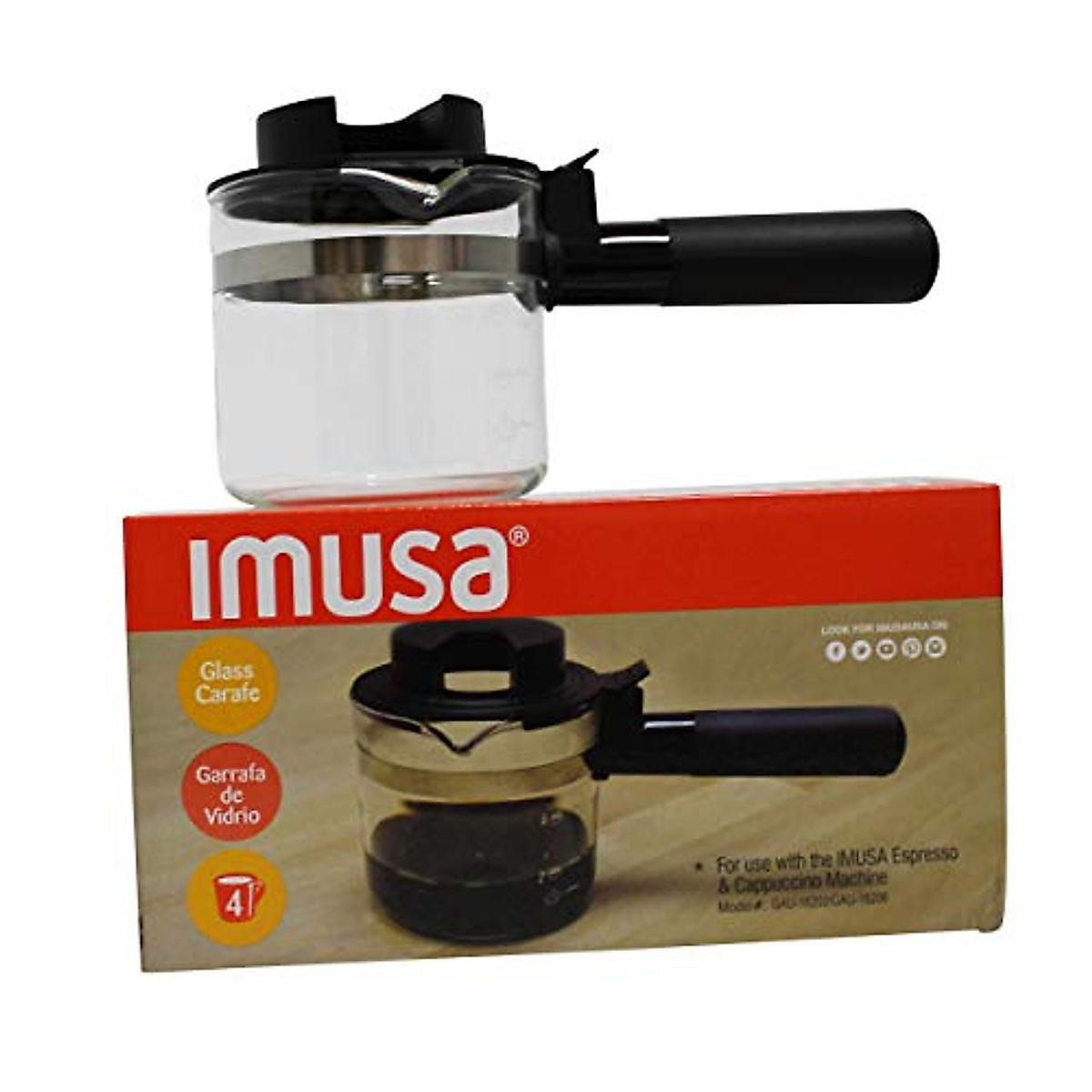IMUSA USA Espresso Maker Carafe in Gift Box, Clear 4 Cup