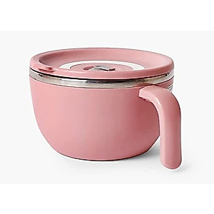 Ramen Soup Bowl Air Tight Lid, Handle. Double Wall Insulated Thermal Stainless Steel Rapid Noodle Cooker. Instant Regular Ramen Only With Hot Water (44oz 1 Pack, New Pink)