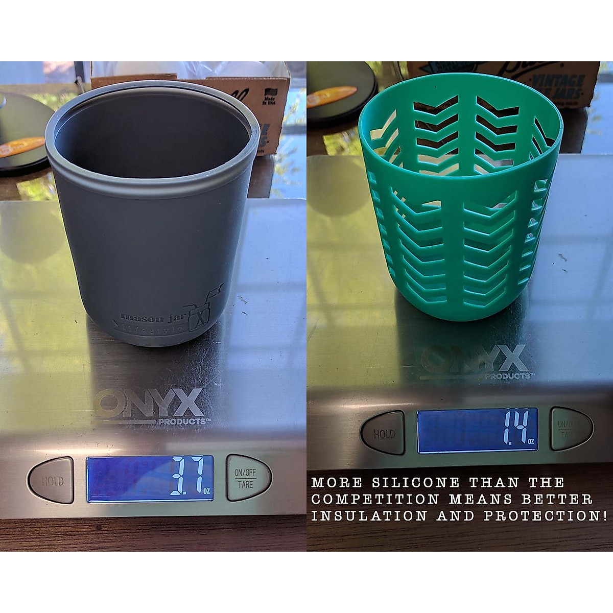 Wide Mouth Pint 16oz Silicone Sleeves/Jackets for Protecting Ball, Kerr, Canning Jars by Mason Jar Lifestyle (Frost, 2 Pack)