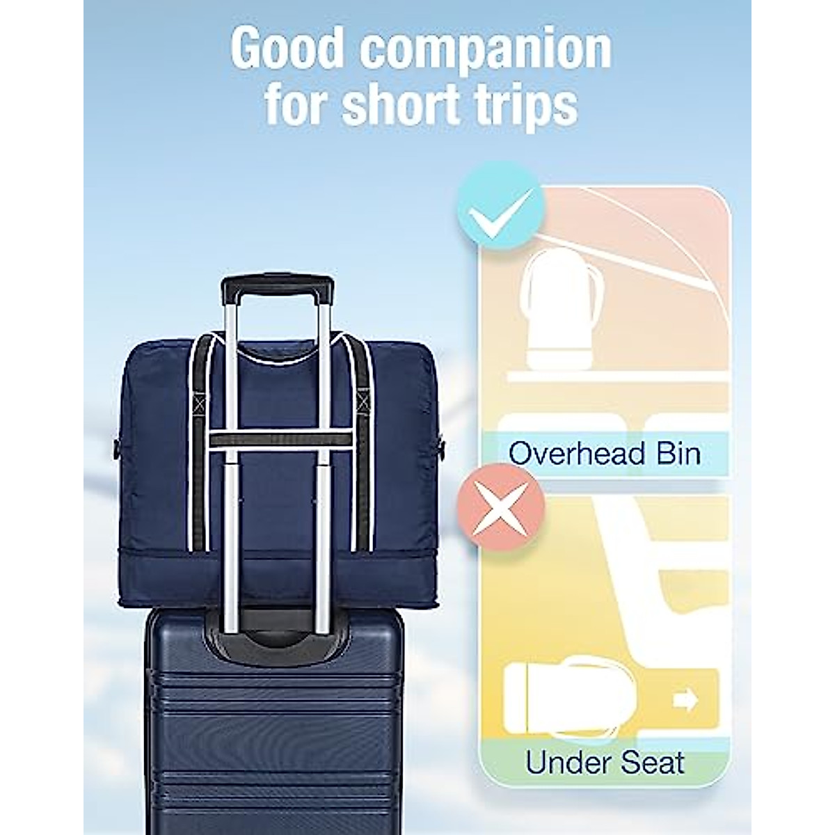 Foldable Duffle Bag for Travel, BAGSMART 31L Expandable Large Travel Bag for Women and Men, Weekender Overnight Bag Carry On Luggage for Travel Accessories(Black)