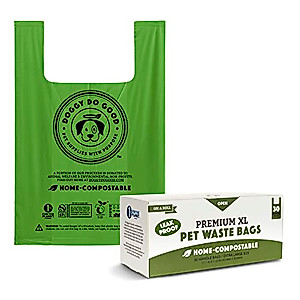 Doggy Poop Bags | Dog Waste Bags with Handles | Unscented, 38% Vegetable-Based, Thick & Leak Proof, Easy Open | X-Large Size | 30 Count