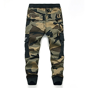LOKTARC Toddler Boys Cargo Joggers Pull-On Slim Fit Camouflage Pants Yellow 6-7 Years/Size 130
