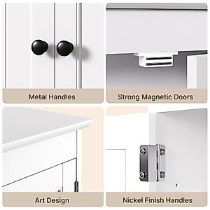 Bealife Bathroom Wall Cabinet with Towels Bar, Wall Mounted Medicine Cabinet with 2 Door and Adjustable Shelves, Space Saver Over Toilet Storage Cabinet for Bathroom Laundry Room Kitchen, White