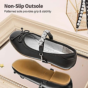 DREAM PAIRS Girls Dress Shoes Fashion Bow Ballerina Flower Girl Ballet Flats SDFL2306K Black 2 Little Kid