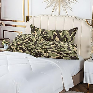 Camo Pillowcase for Hair and Skin Body Pillow Cover Long Body Pillow Case Cover 20"X 54" Super Soft Pillow Case with Zipper for Women Men