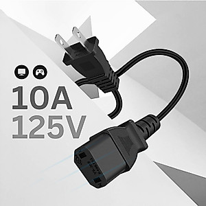 TNP 2 Prong Power Cord for Xbox 360 (6 ft) Compatible with PS4 Pro, Xbox One Original, Xbox 360 Slim/Pro/E/Elite/Arcade/Jasper/Falcon - Black 2 Prong AC Power Cord Cable Replacement