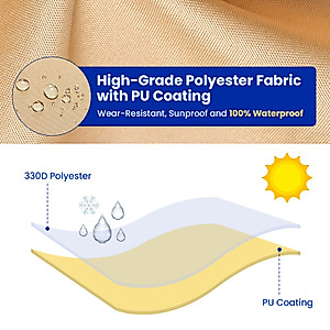 Tangkula Patio Sofa Cover, 3-Seater Waterproof Outdoor Deep Sofa Cover with Padded Handle & Click-Close Straps, Patio Furniture Cover with Air Vent, Heavy Duty PU Couch Cover, 77”W x 43”D x 30”H