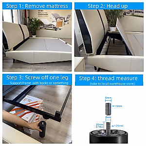 Skuehod 3 Inches Metal Bed Legs Replacement for Electric Adjustable Bed Base Frame, Thick Heavy Duty Bed Frame Support Legs (3 inches, M8 Thread)