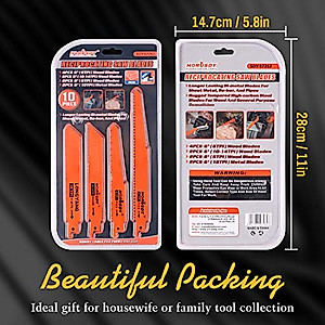 HORUSDY 10-Piece Reciprocating Saw Blades Set, Metal & Woodcutting Saw Blades, Sawzall Blades