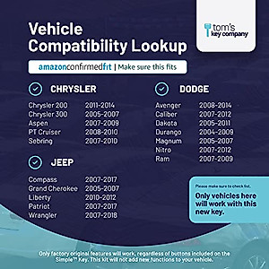 Simple Key Kit, Car Key with Fob and EZ Installer, Key Programming Tool Compatible with Chrysler, Dodge, Jeep, Key Programmer and a Key with 3-Button Remote Keypad (Lock, Unlock, Panic)