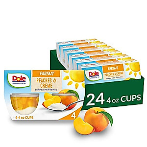 Dole Fruit Bowls Peaches & Creme Parfait, Gluten Free Healthy Snack, 4.3 Ounce 4 Count (Pack of 6)