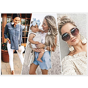 WFYOU Rattan Tassel Earrings for Women Bohemian Statement Handmade Woven Drop Dangle Earrings