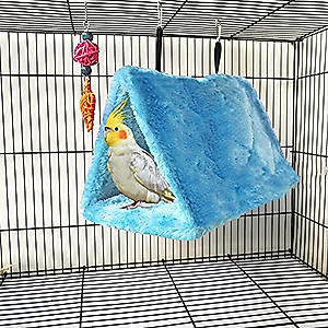 Tfwadmx 2Pcs Bird Tent Plush Hammock Warm Hut Hanging Nest for Cage Snuggle Sleeping Bed Parrot Hideaway Cave for Eclectus Parakeet Cockatiels Cockatoo Lovebird