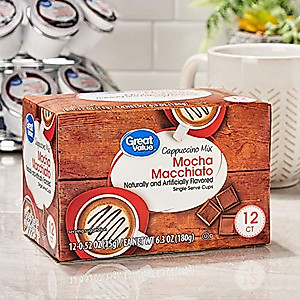 Great Value Cappuccino Coffee and Hot Drink Single Serve Pods, 12 Count (Mocha Macchiato Cappuccino, Pack of 2)