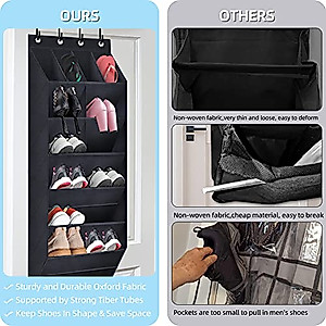 TIOYOTY Over The Door Shoe Organizer with Large Deep Pockets Door Shoe Rack for Narrow Door Hanging Multifunction Shoe Holder for Dorm Closet Door, Black
