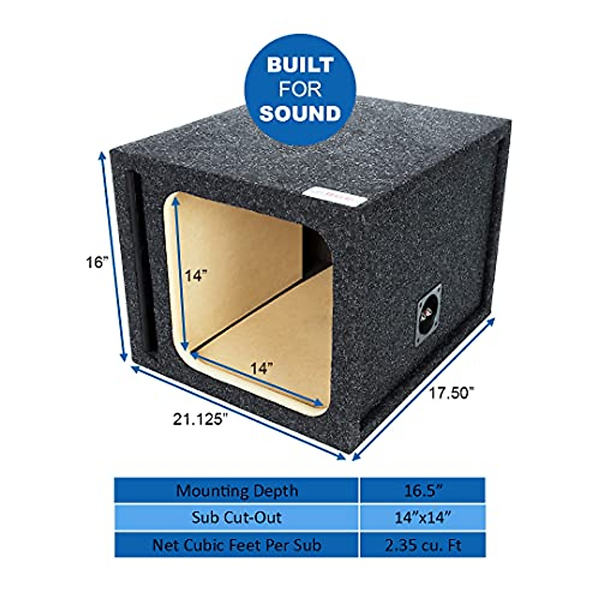 Bbox Single Vented 15 Inch Subwoofer Enclosure Engineered for Kicker Solo-Baric Model L5 & L7 Subwoofers - Car Subwoofer Boxes & Enclosures & Subwoofer Box Improves Audio Quality, Sound & Bass