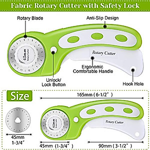 Rotary Cutter Set, Audab Self Healing Sewing Mats Rotary Cutter and Mat 45mm Rotary Fabric Cutter Set with 2 Blades Rotary Cutting Mat for Crafts Fabric Quilting Hobby (9" x 12" (A4))