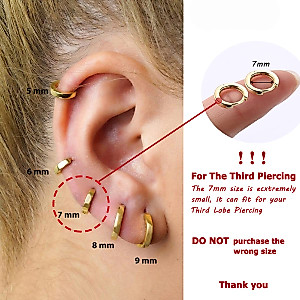 925 Sterling Silver Small Gold Hoop Earrings for Women Girls 14K Gold Huggie Earrings Tiny Hypoallergenic Cartilage Earrings Hoops 5mm 6mm 7mm 8mm 9mm 10mm 12mm