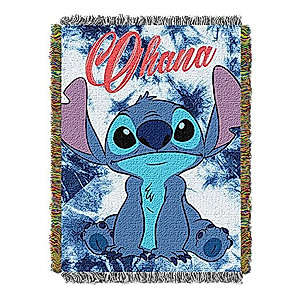 Lilo & Stitch, "Shibori Stitch" Woven Tapestry Throw Blanket, 48" x 60", Multi Color