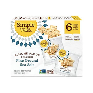 Simple Mills Almond Flour Crackers, Fine Ground Sea Salt Snack Packs - Gluten Free, Vegan, Healthy Snacks, 4.9 Ounce (Pack of 1)