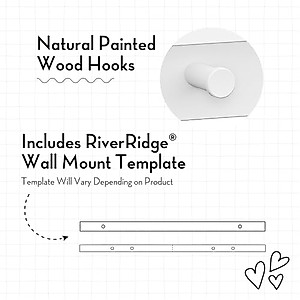 RiverRidge Kids Bookshelf with 3 Cubbies & Hooks - Book Nook Wall Bookshelf for Kids' Rooms Storage Display Rack for Toys and Games