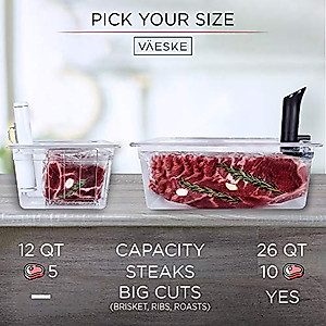 Väeske Sous Vide Container with Lid | Fits Most Sous Vide Cookers | Sous Vide Accessories (12 Quarts, Rack)