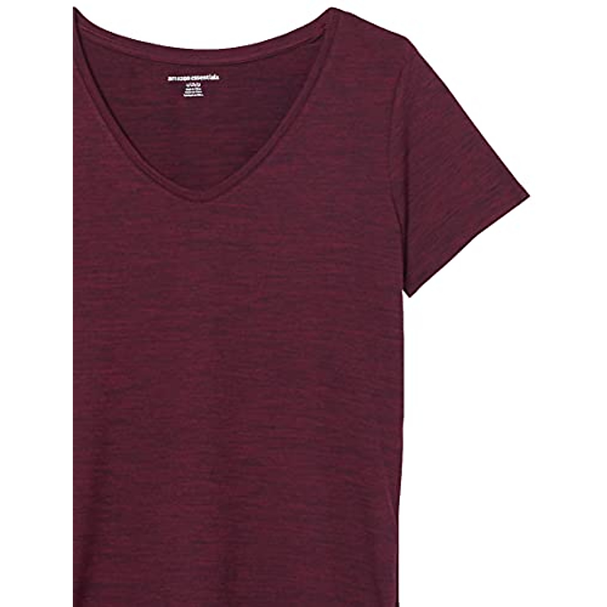 Amazon Essentials Women's Tech Stretch Short-Sleeve V-Neck T-Shirt (Available in Plus Size), Pack of 2, Black/Burgundy Space Dye, X-Large
