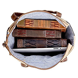 Ruzioon Upcycled Canvas & Cowhide Tote Bag, Upcycled Canvas & Leather Shoulder Bag, Upcycled Canvas Hand Bag for Women’s